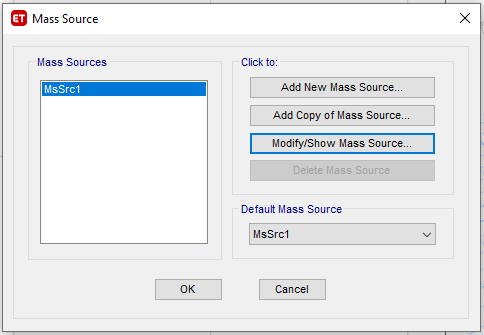 Etabs - Thiết lập Mass Source